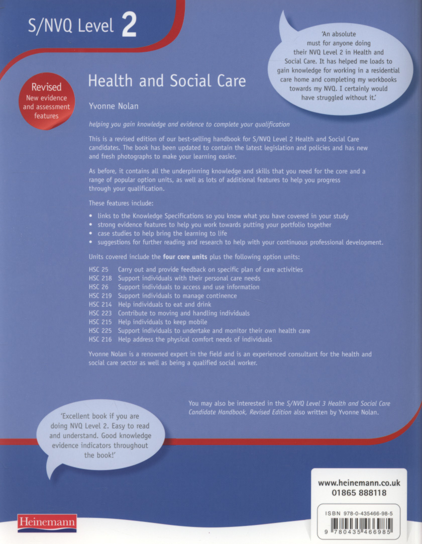 NVQ/SVQ Level 2 Health and Social Care Candidate Book, Revised Edition (Rev. [ed.])