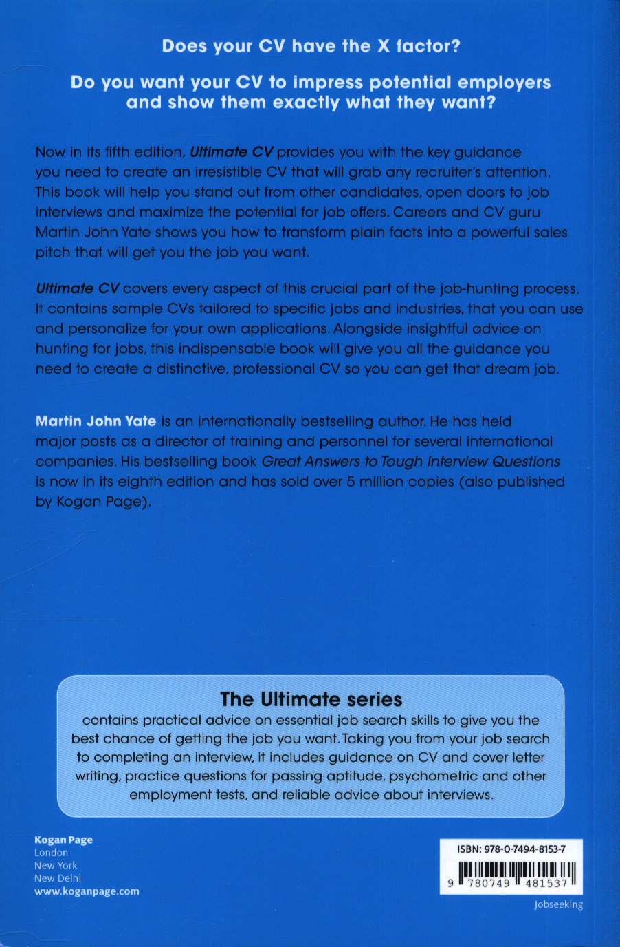 Ultimate CV by Yate, Martin John (9780749481537) | Browns Books