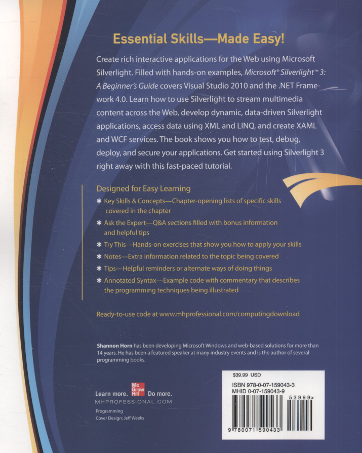 Microsoft Silverlight 3: A Beginner's Guide by Horn, Shannon (9780071590433) | Browns Books
