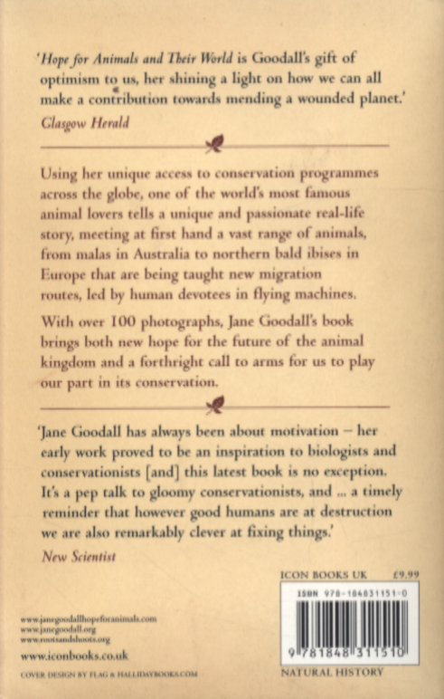 Hope for Animals and Their World by Goodall, Jane (9781848311510 ...