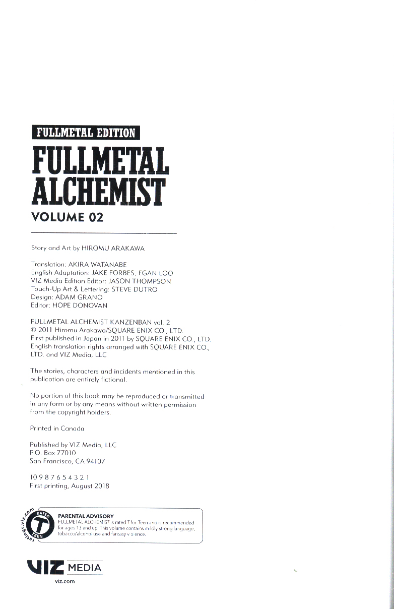 Fullmetal Alchemist: Fullmetal Edition, Vol. 2 (Fullmetal edition)