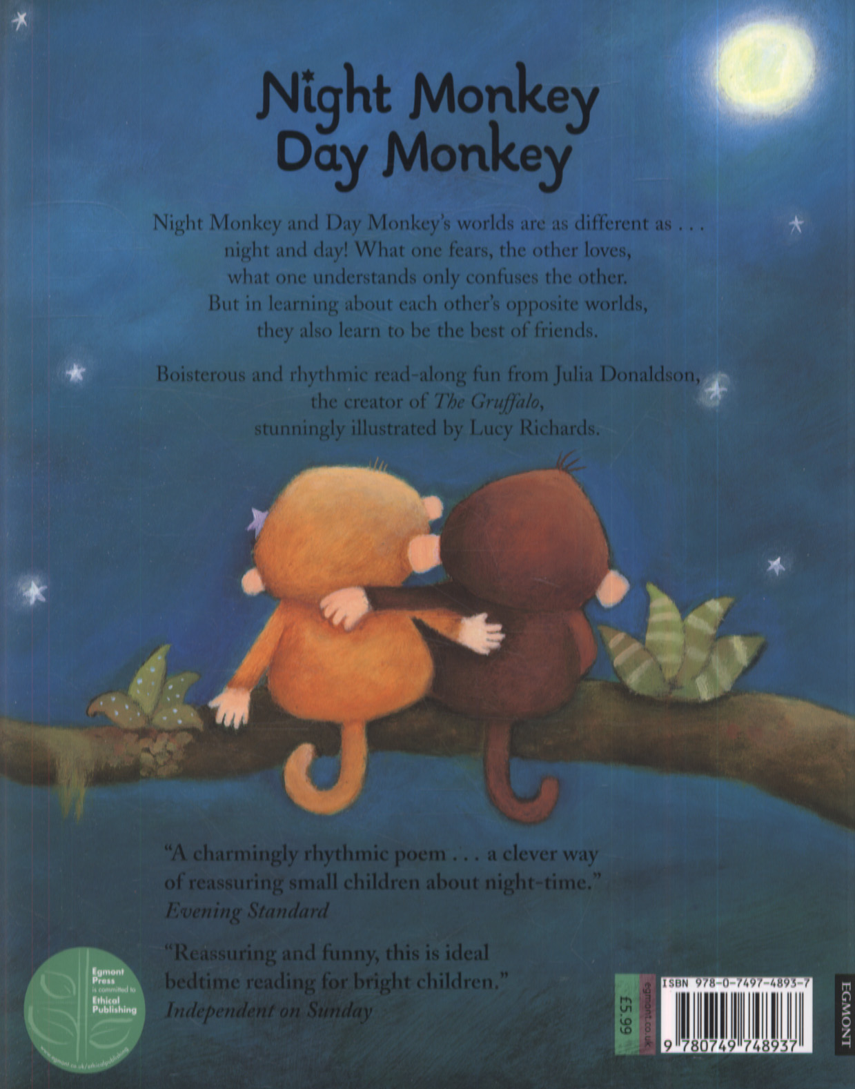 Night Monkey, Day Monkey by Donaldson, Julia (9780749748937) | Browns Books