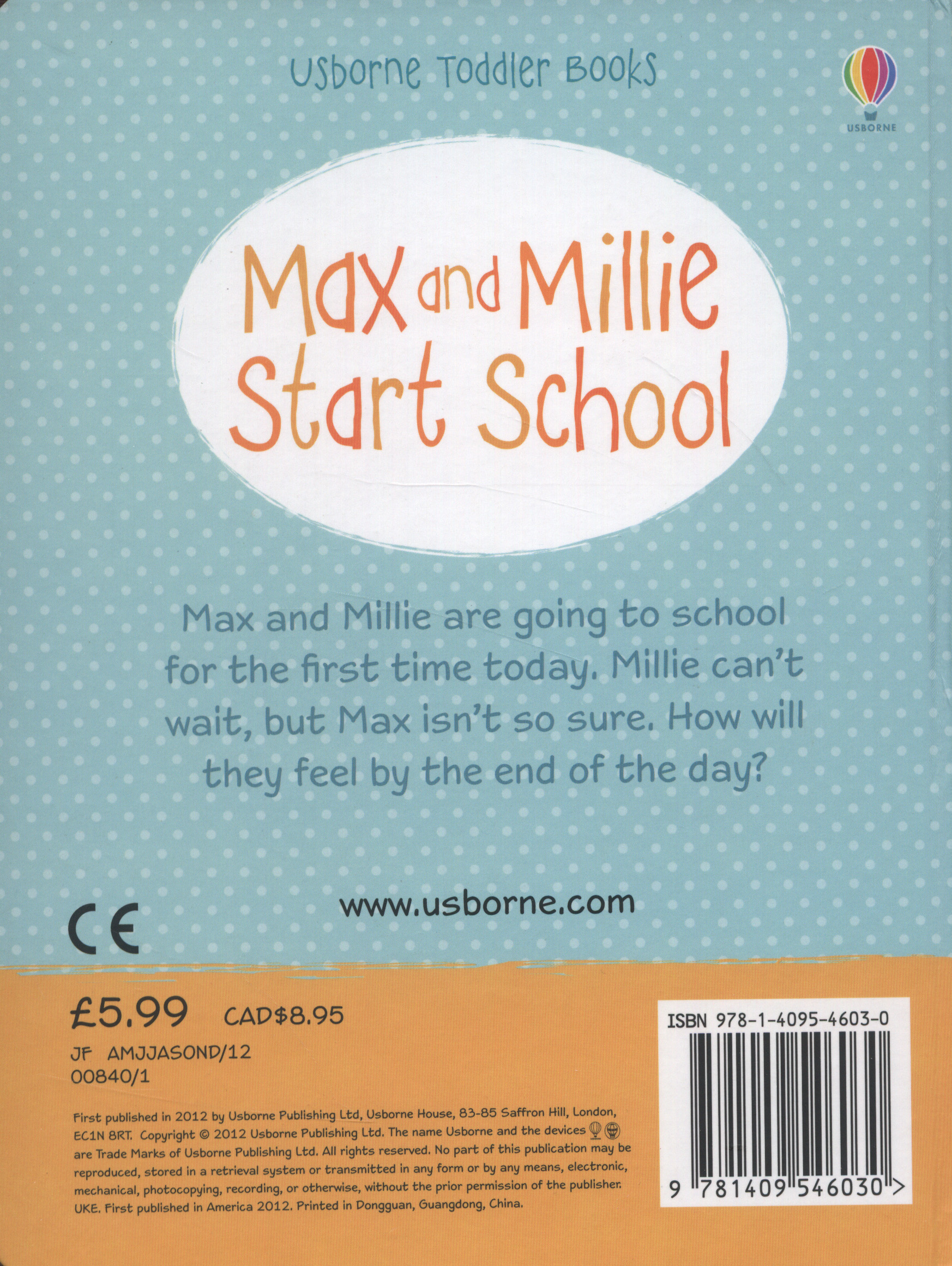Max and Millie Start School by Brooks, Felicity (9781409546030 ...