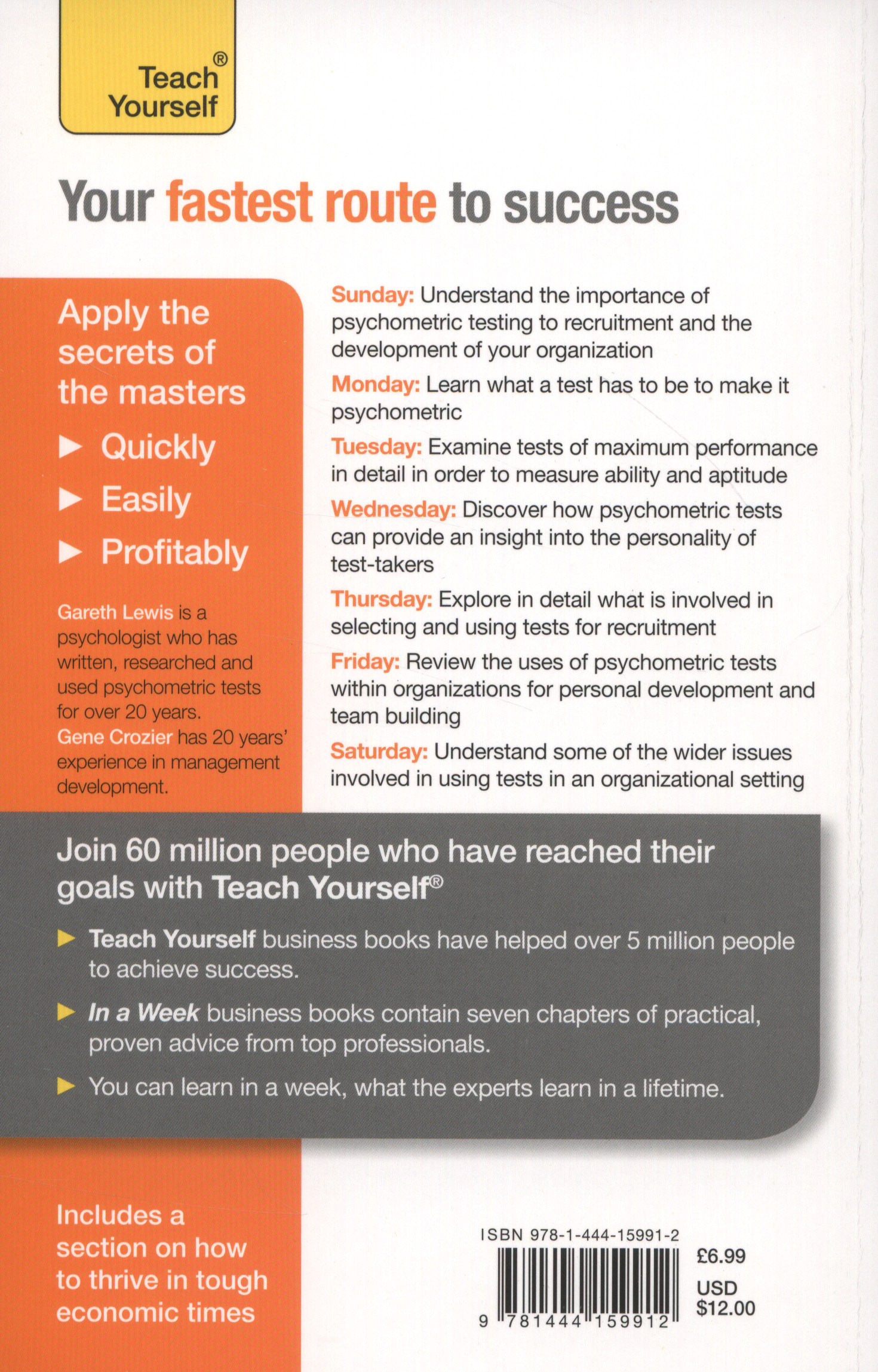 Psychometric Testing In A Week by Crozier, Dr Gene (9781444159912 ...