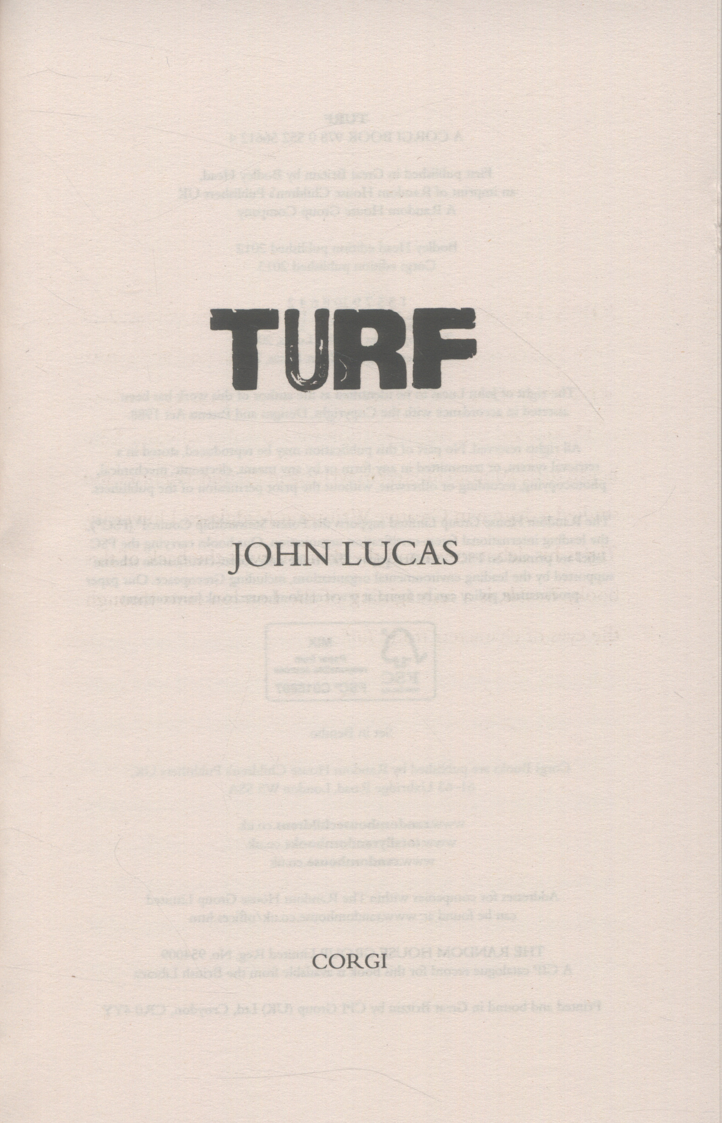TURF by Lucas, John (9780552566124) | Browns Books