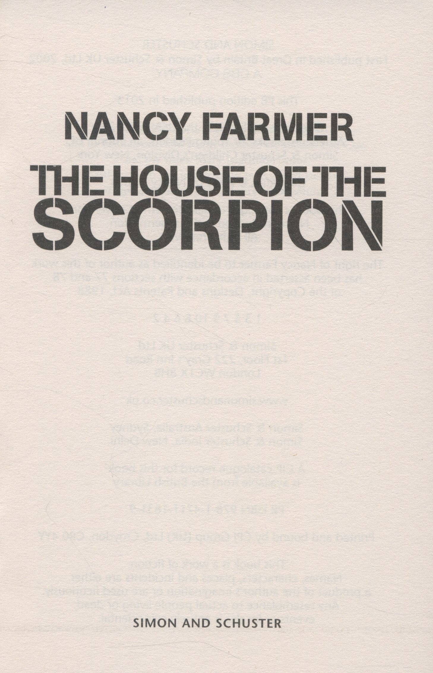 The house of the scorpion by Farmer, Nancy (9781471118319) | BrownsBfS