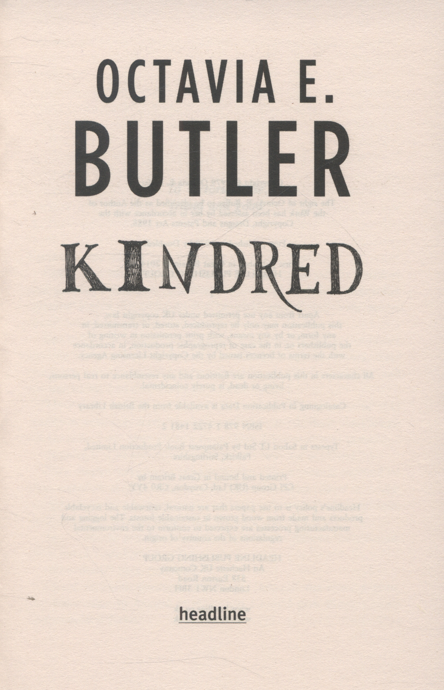 Kindred by Butler, Octavia E. (9781472214812) | BrownsBfS
