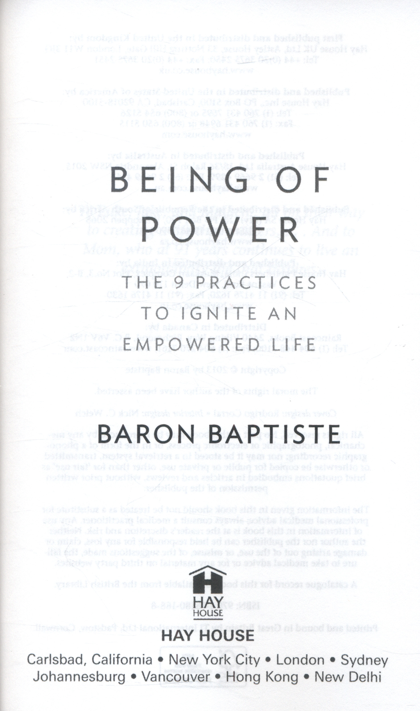 Being of Power by Baptiste, Baron (9781781801888) | Browns Books