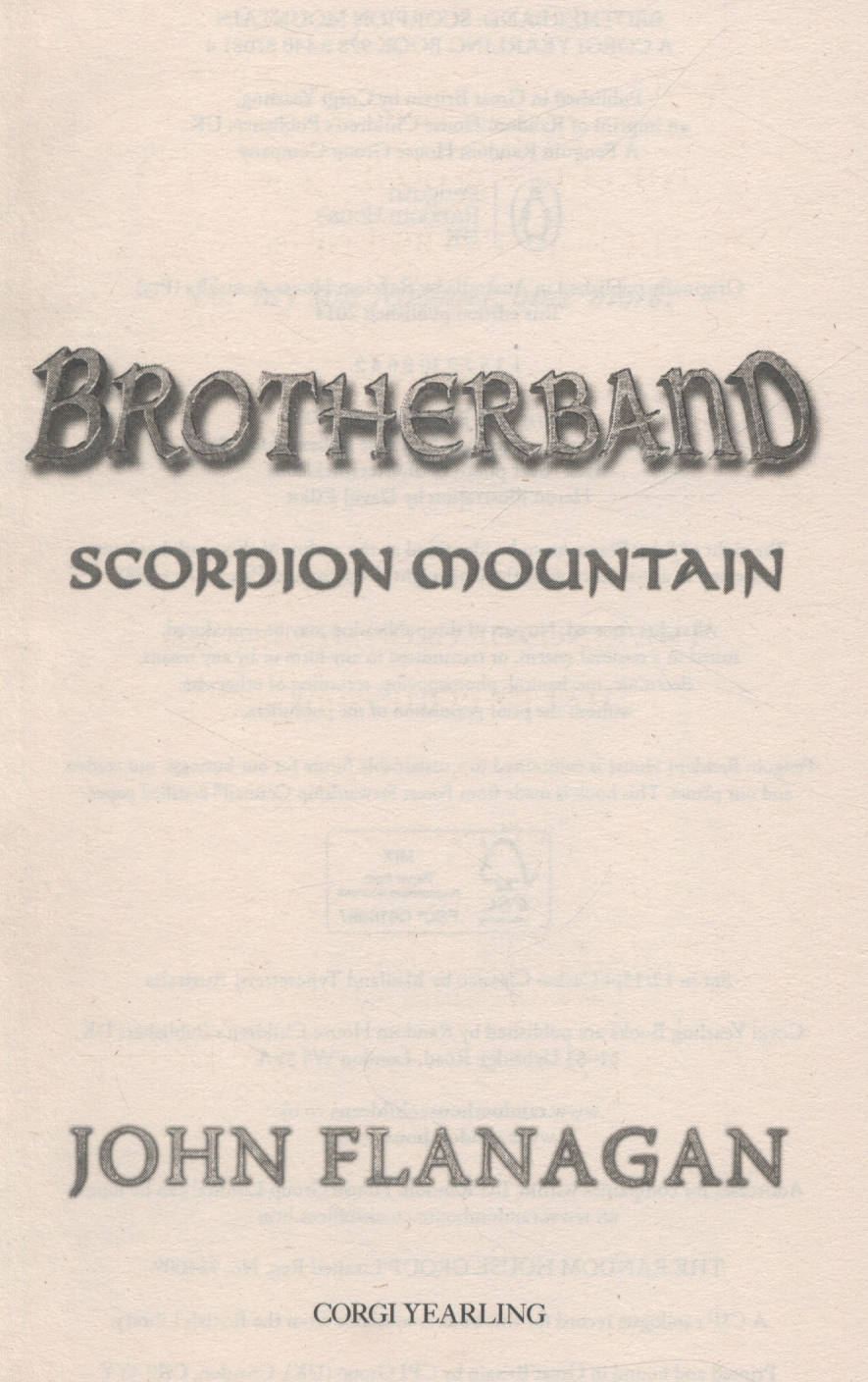 Scorpion Mountain (Brotherband Book 5) by Flanagan, John (9780440870814 ...