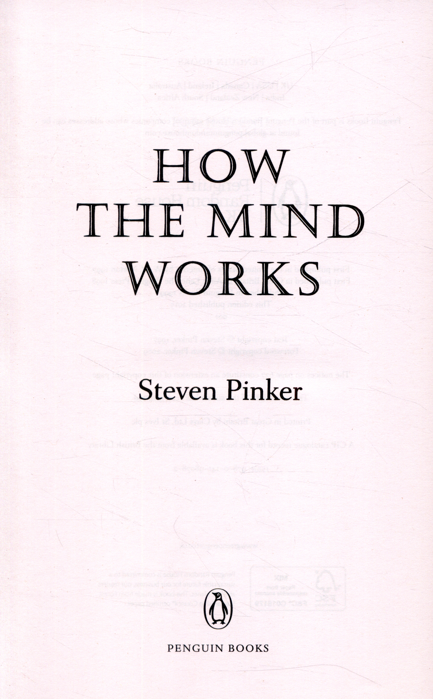 How the mind works by Pinker, Steven (9780141980782) | BrownsBfS