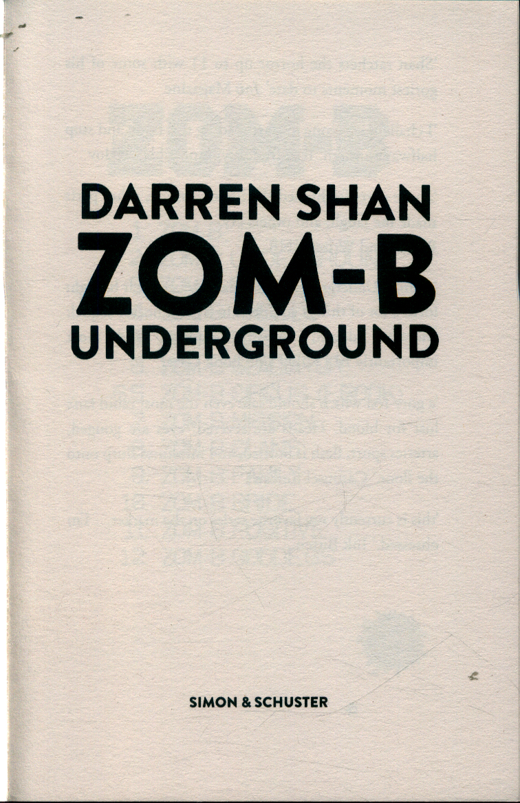 Zom-B underground by Shan, Darren (9781471158285) | BrownsBfS