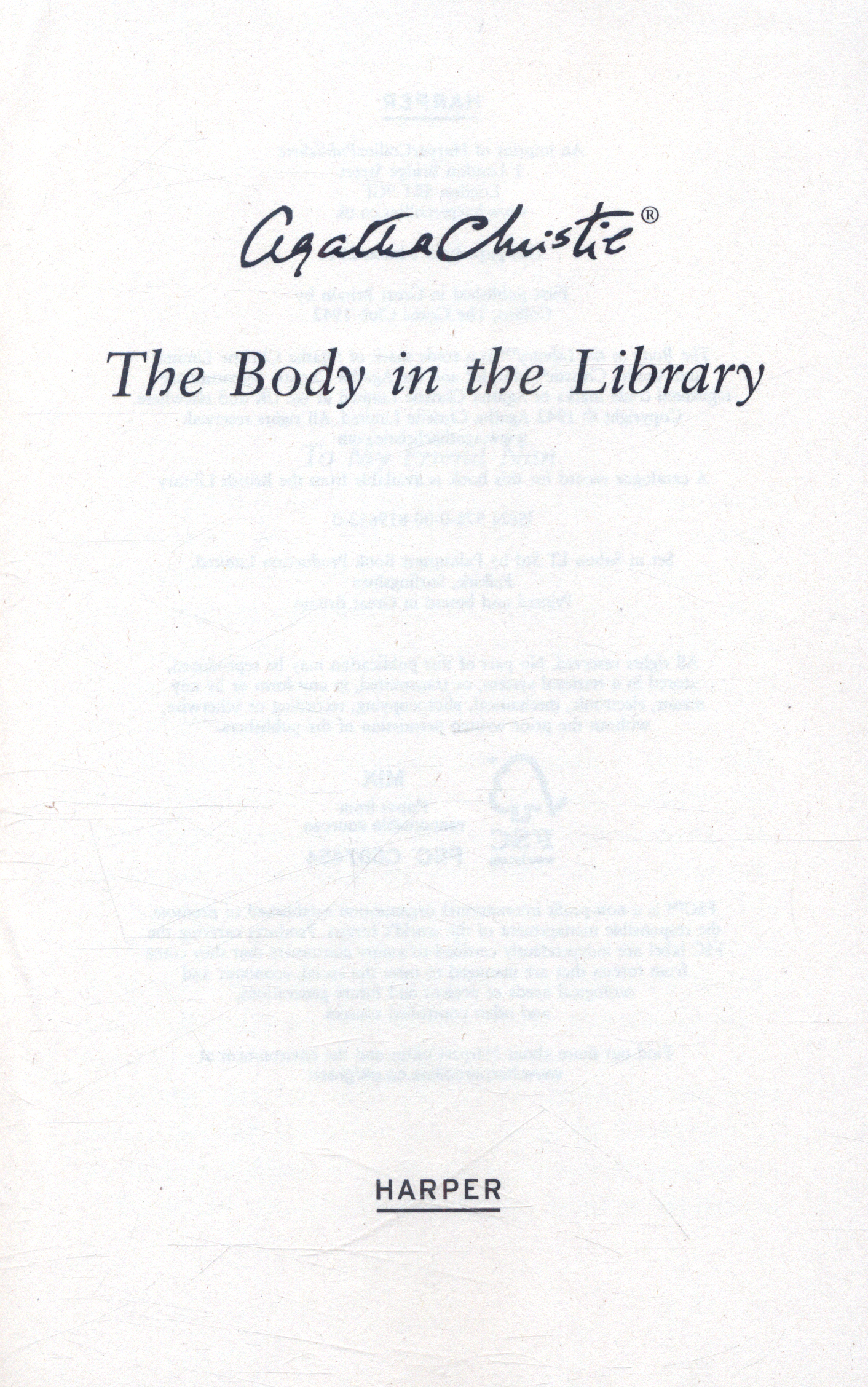 The body in the library by Christie, Agatha (9780008196530) | BrownsBfS