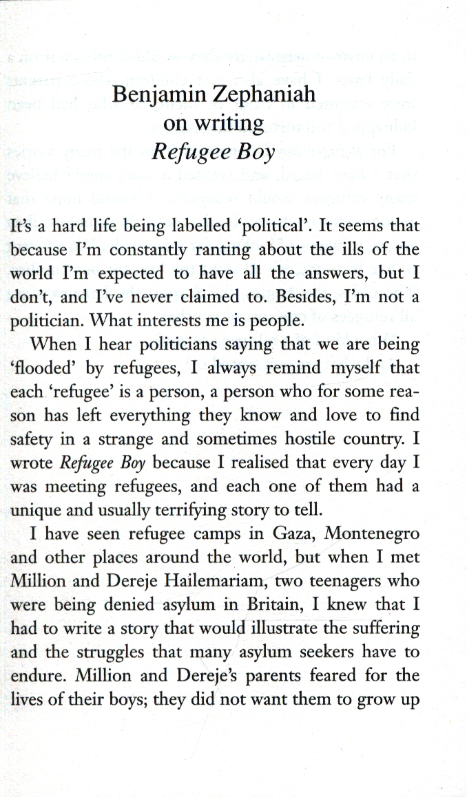 Refugee boy by Zephaniah, Benjamin (9781408894996) | BrownsBfS