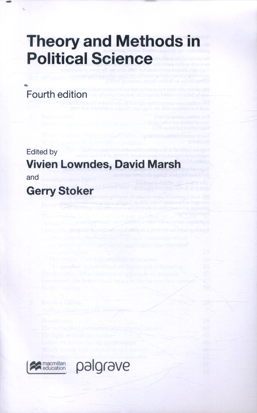 Theory and methods in political science (Fourth edition.)