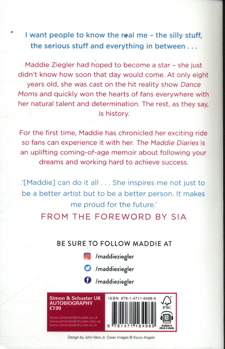 The Maddie diaries by Ziegler, Maddie (9781471164989) | BrownsBfS