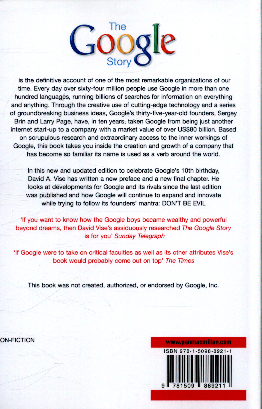 The Google Story by Vise, David A. (9781509889211) | Browns Books