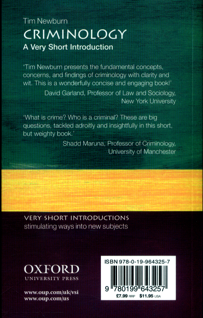 Criminology : a very short introduction by Newburn, Tim (Professor of ... Criminology : a very short introduction by Newburn, Tim (Professor of ...