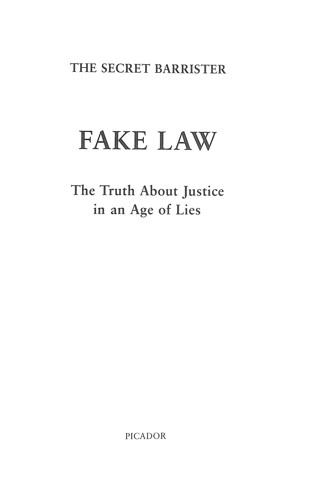 Fake Law by Barrister, The Secret (9781529009941) | Browns Books