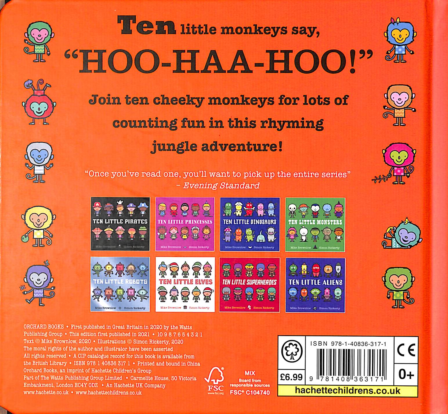 Ten Little Monkeys Board Book by Brownlow, Mike (9781408363171 ...