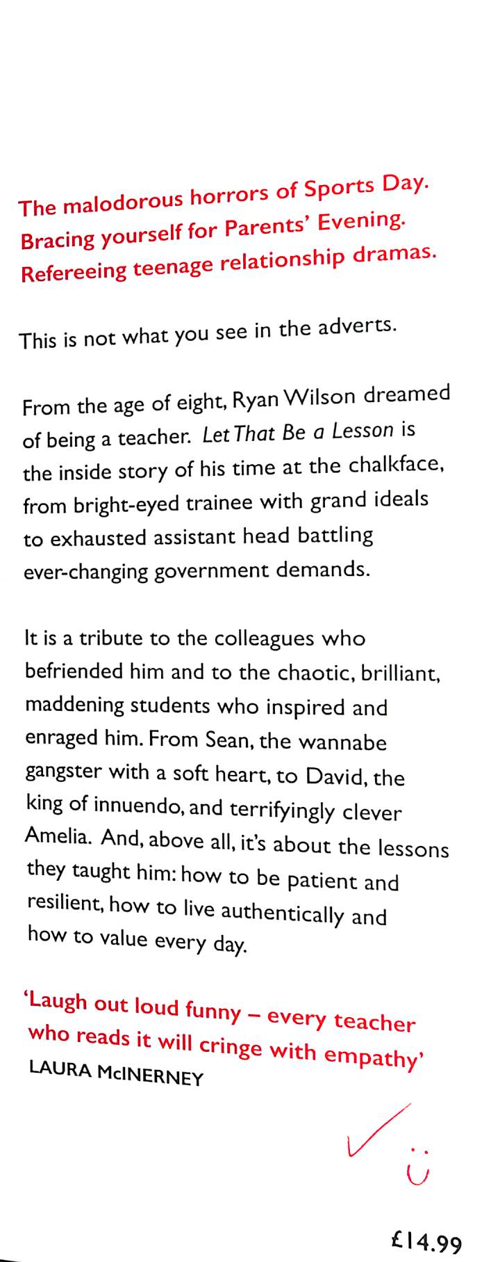 Let That Be a Lesson by Wilson, Ryan (9781784744014) | Browns Books