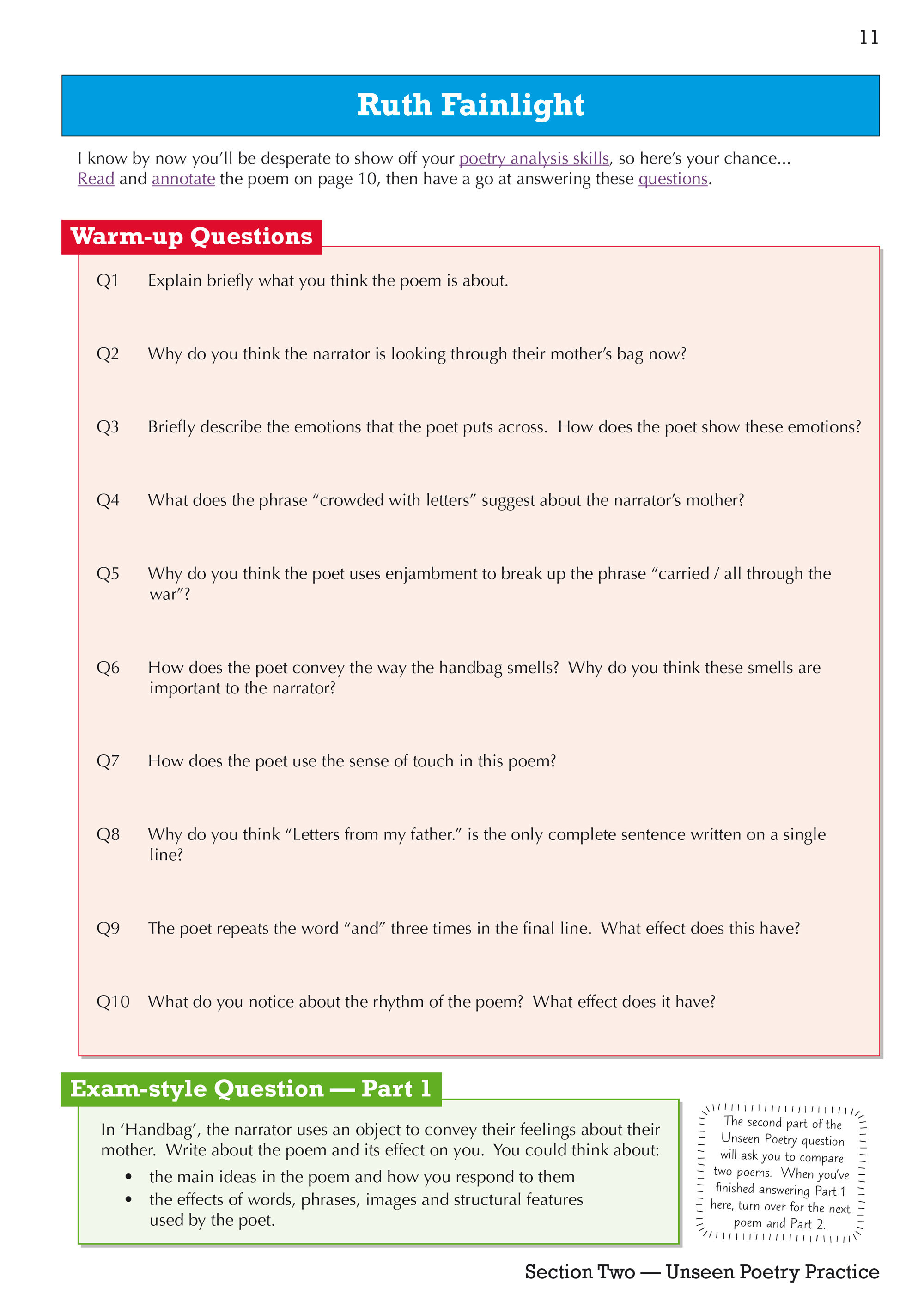 GCSE English WJEC Eduqas Unseen Poetry Guide includes Online Edition