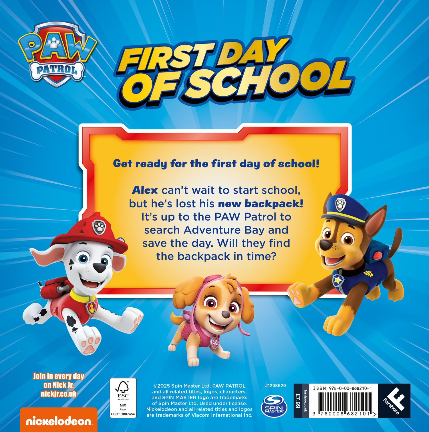 PAW Patrol First Day of School Picture Book by Paw Patrol ...